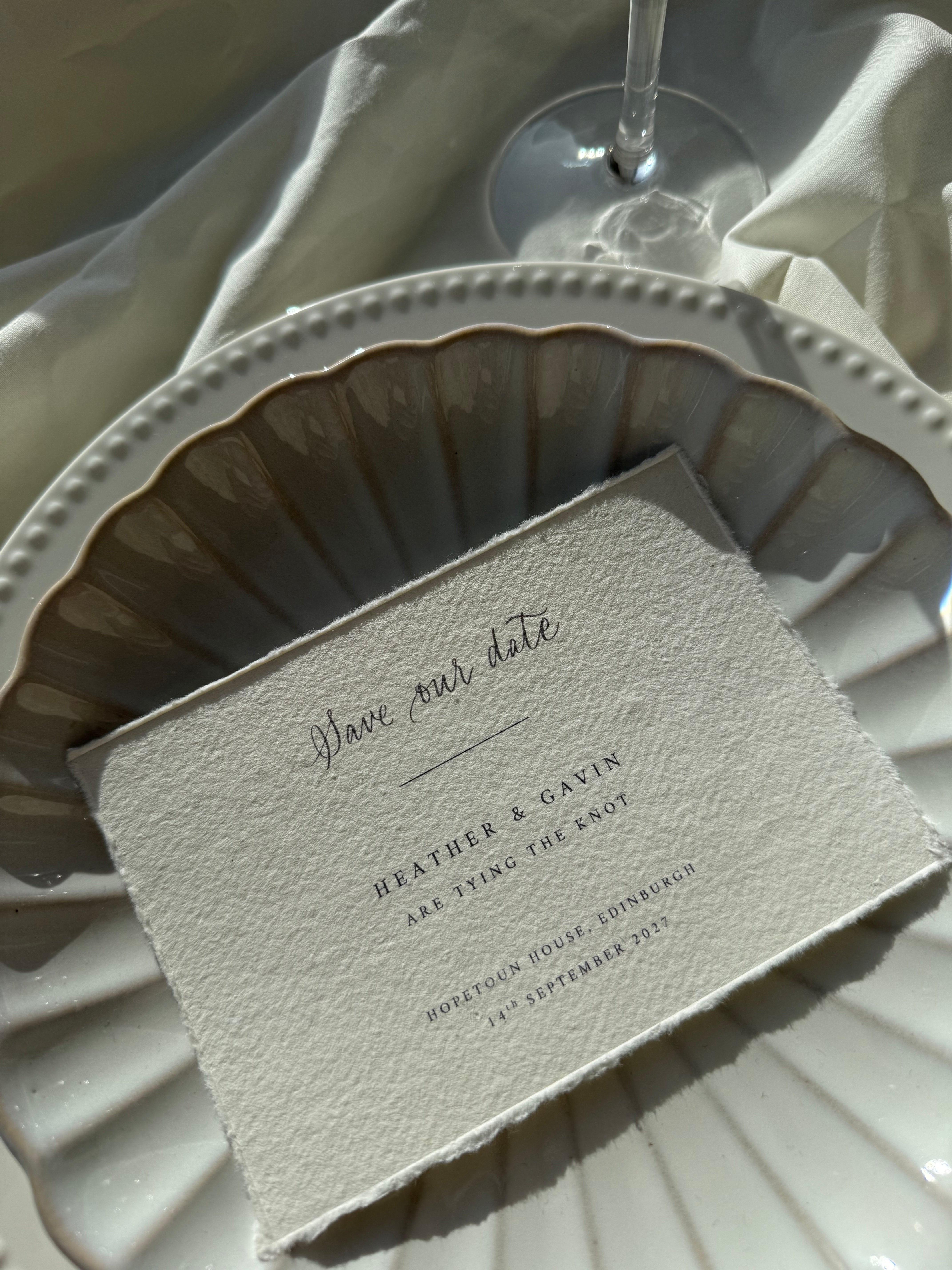 Handmade Cotton Paper Save the Date Card | Bespoke Calligraphy ...